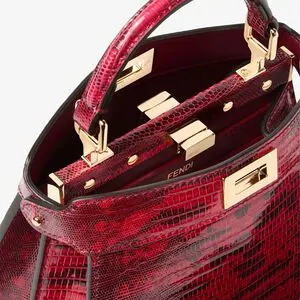 Fendi Peekaboo Iseeu Petite Dark Red Lizard Leather Bag
